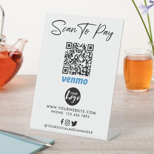 Venmo QR Code Payment | Scan to Pay Logo Pedestal Sign | Zazzle