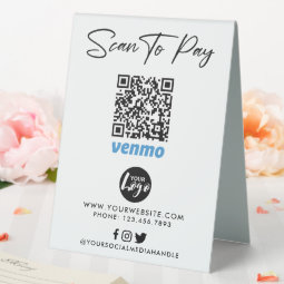 Venmo QR Code Payment | Scan to Pay Logo Table Tent Sign | Zazzle