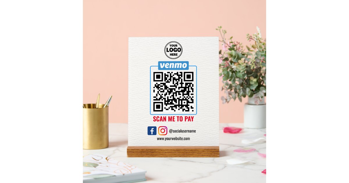 Venmo QR Code Payment | Wight Scan to Pay Business Acrylic Sign | Zazzle