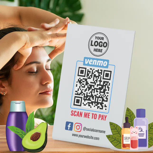 Venmo QR Code Payment | Wight Scan to Pay Business Pedestal Sign | Zazzle