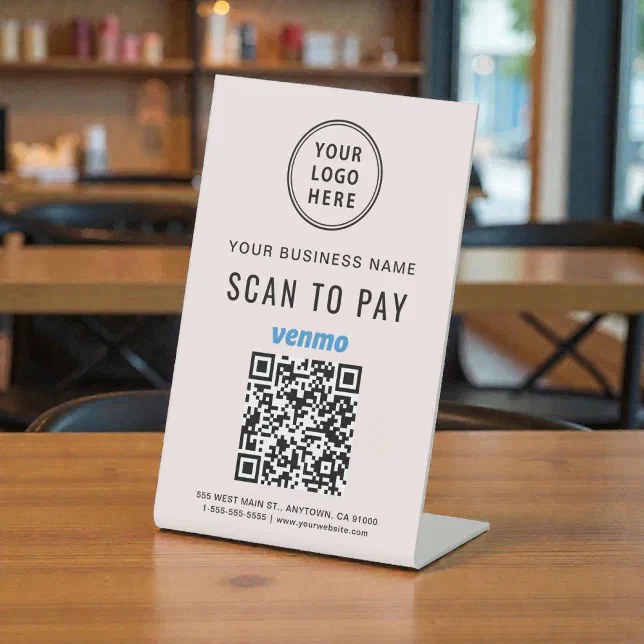 Venmo QR Code Scan to Pay Logo Pink Pedestal Sign | Zazzle