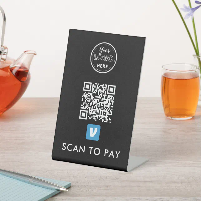 Venmo QR Code Scan to Pay Modern Logo Black Pedestal Sign | Zazzle