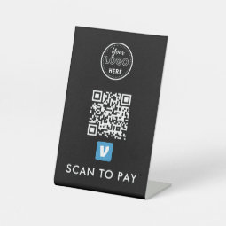 Venmo QR Code Scan to Pay Modern Logo Black Pedestal Sign | Zazzle