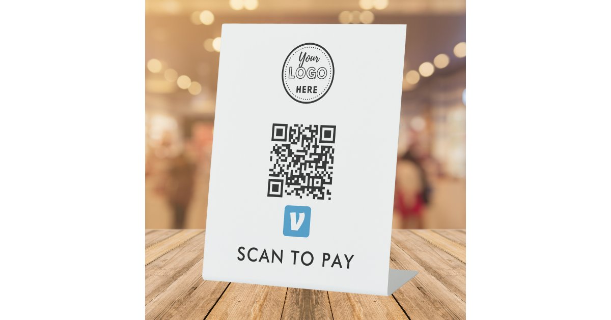Venmo QR Code Scan to Pay Modern Logo White Pedestal Sign | Zazzle