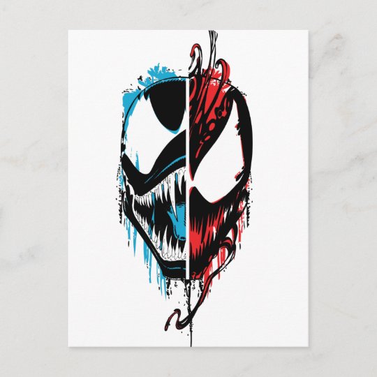 Venom and Carnage Split Inked Face Graphic Postcard | Zazzle.com