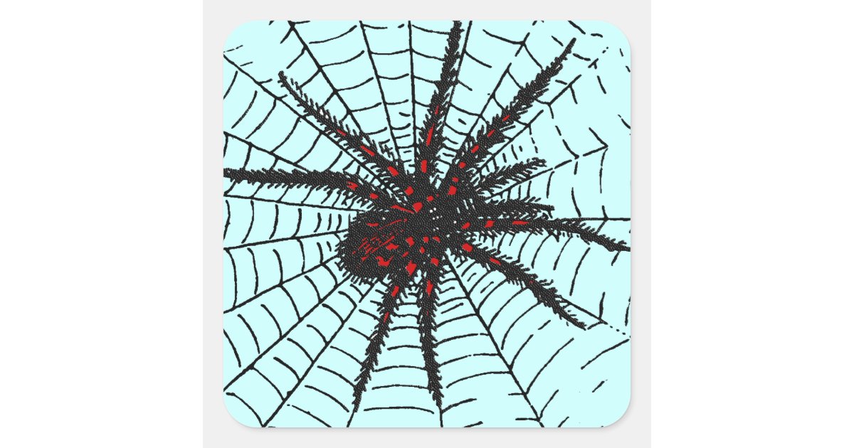 Venomous Black Spider Scary Insect Art Square Sticker | Zazzle