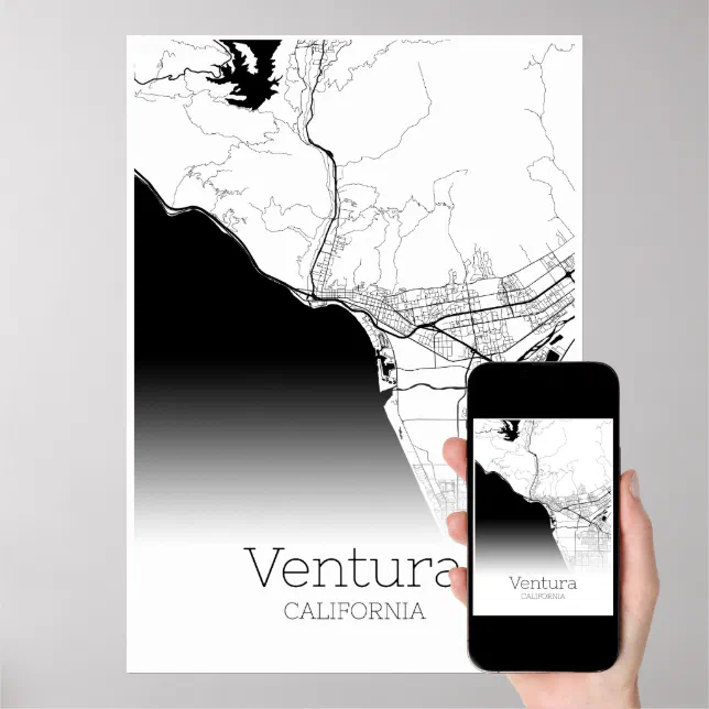 Ventura Map - California - City Map Poster | Zazzle