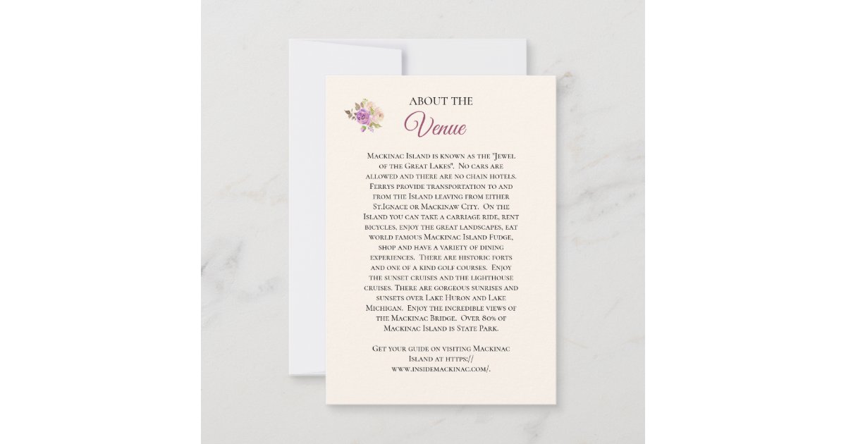 Venue Information Card | Zazzle