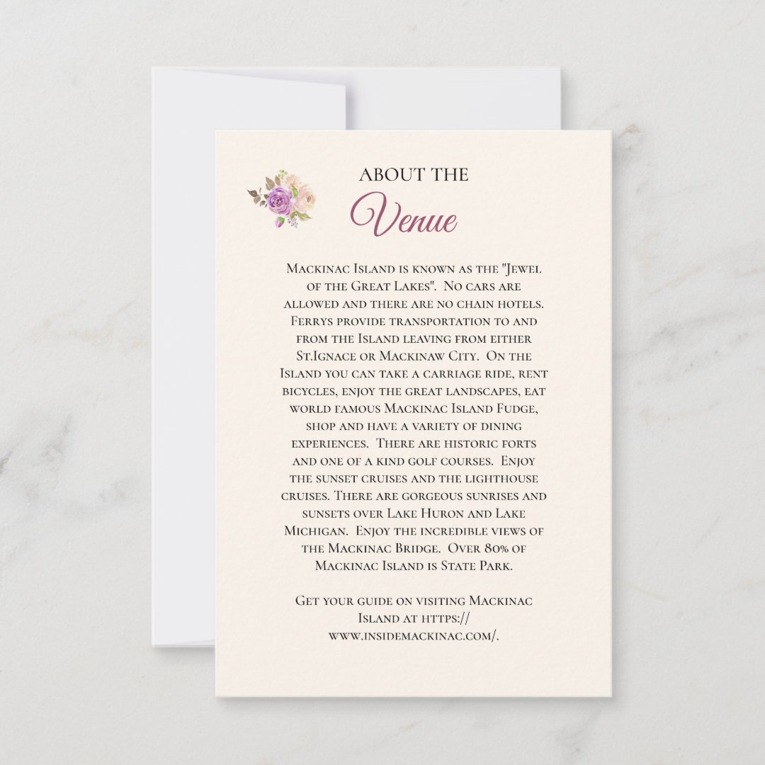 Venue Information Card | Zazzle