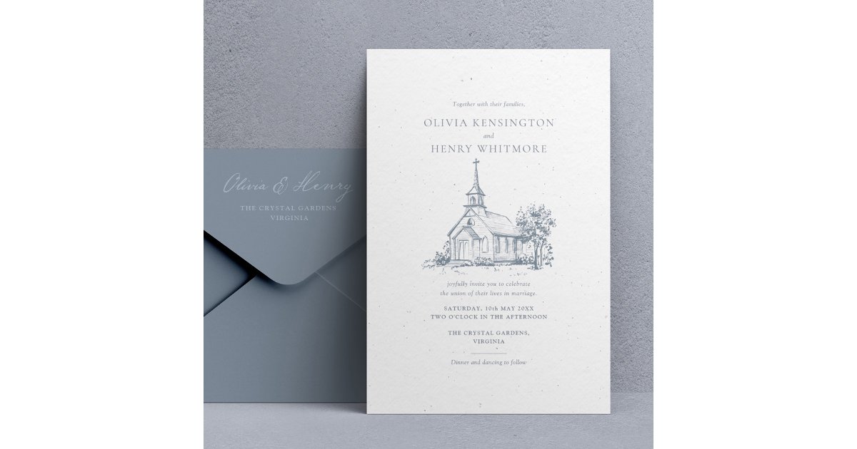 Venue Sketch | Church Wedding Invitation | Zazzle