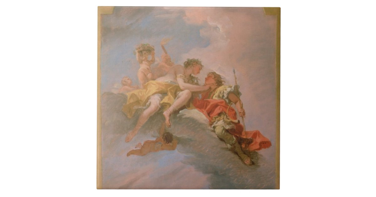 Venus and Adonis (oil on canvas) Tile | Zazzle