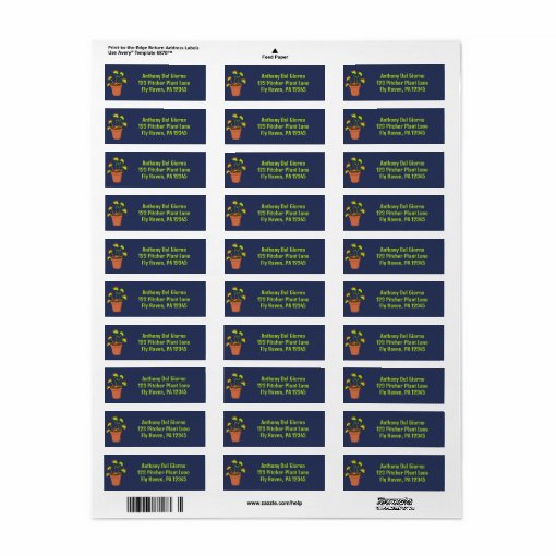 Venus Fly Trap Plant Graphic Return Address Label | Zazzle