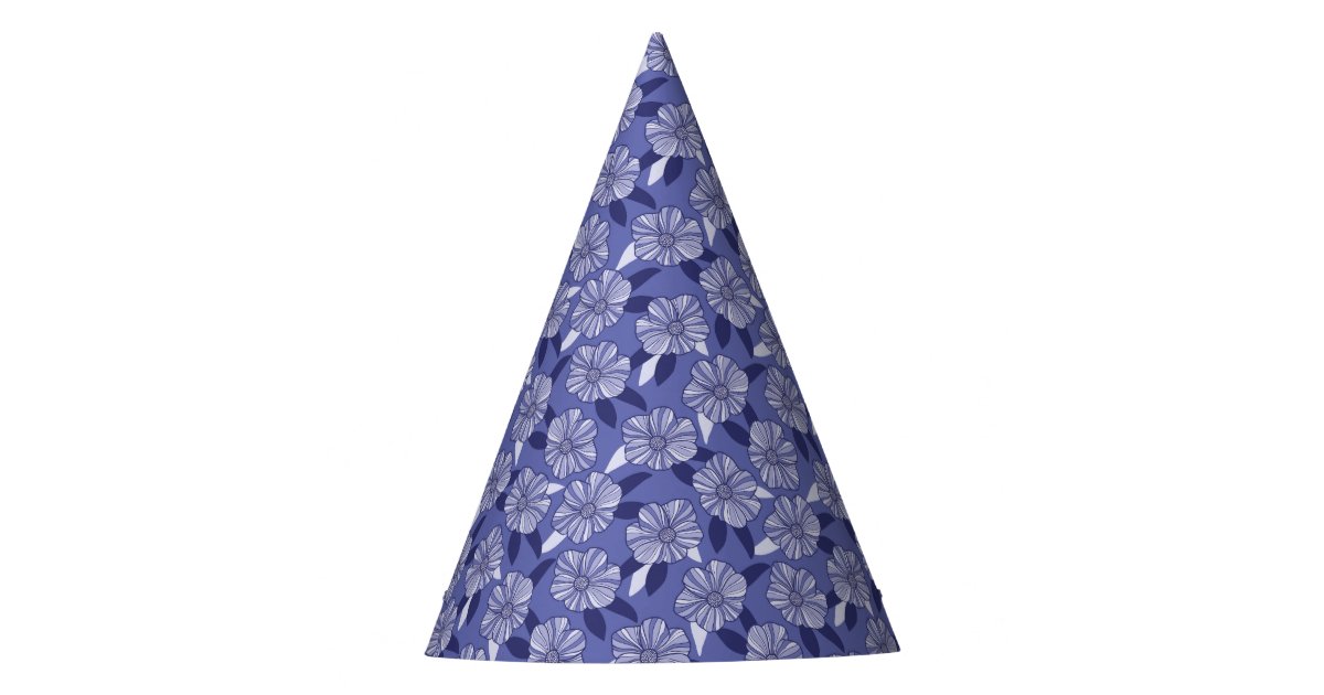 Ver Peri Purple Periwinkle Floral Line Art Party Hat | Zazzle