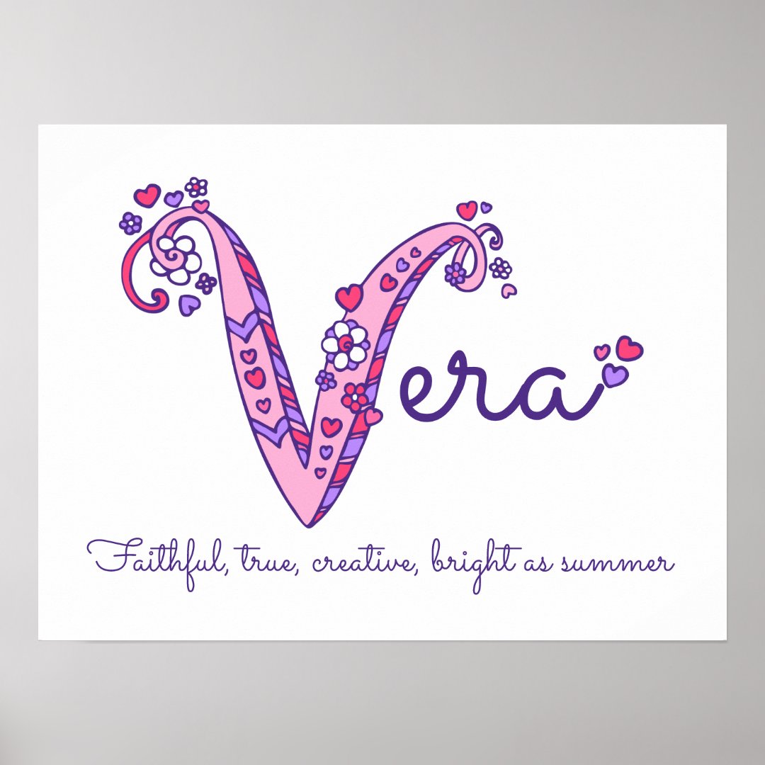Vera initial V doodle art name and meaning Poster | Zazzle