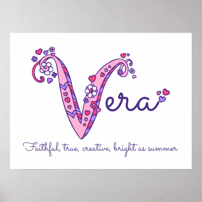 Vera initial V doodle art name and meaning Poster | Zazzle
