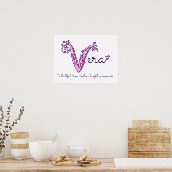 Vera initial V doodle art name and meaning Poster | Zazzle