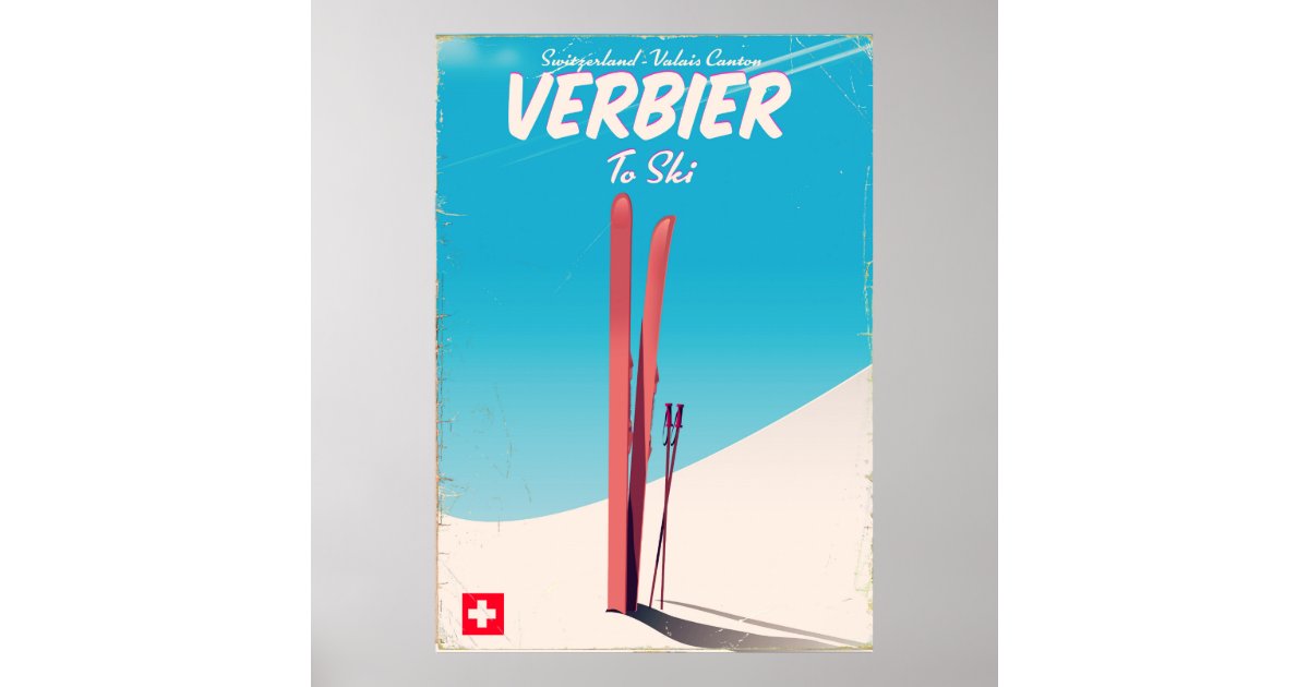 Verbier, Switzerland vintage ski travel poster. Poster | Zazzle