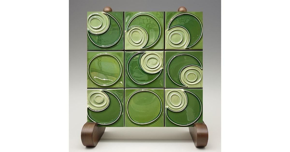 Verdant Swirl Faux Relief Ceramic Tile | Zazzle