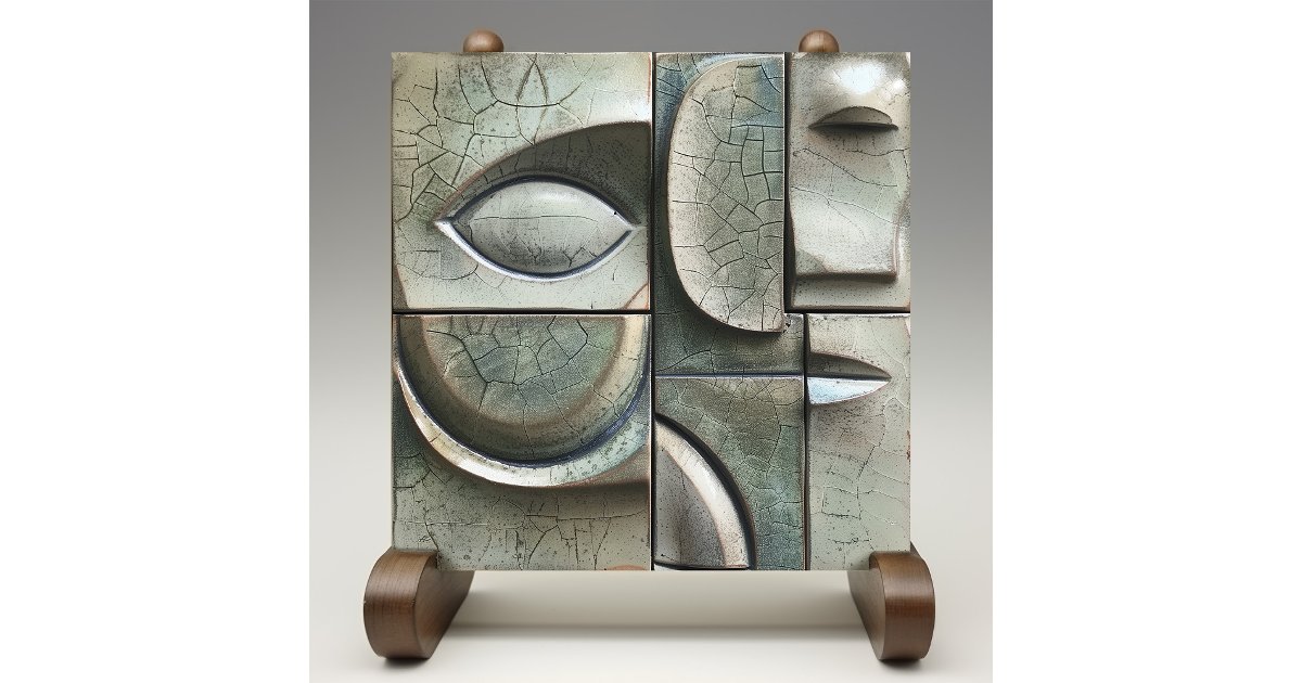 Verdant Vision - Abstract Cubist Ceramic Tile | Zazzle