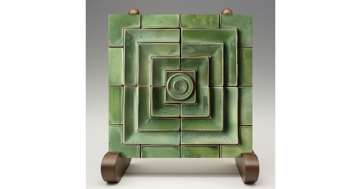 Verdant Visions Geometric Ceramic Tile | Zazzle