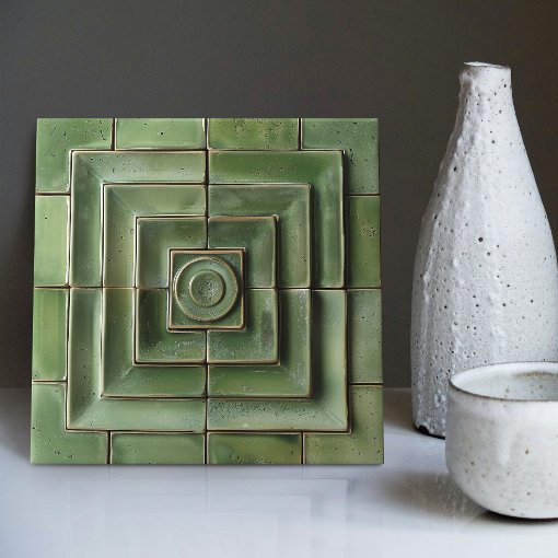 Verdant Visions Geometric Ceramic Tile | Zazzle
