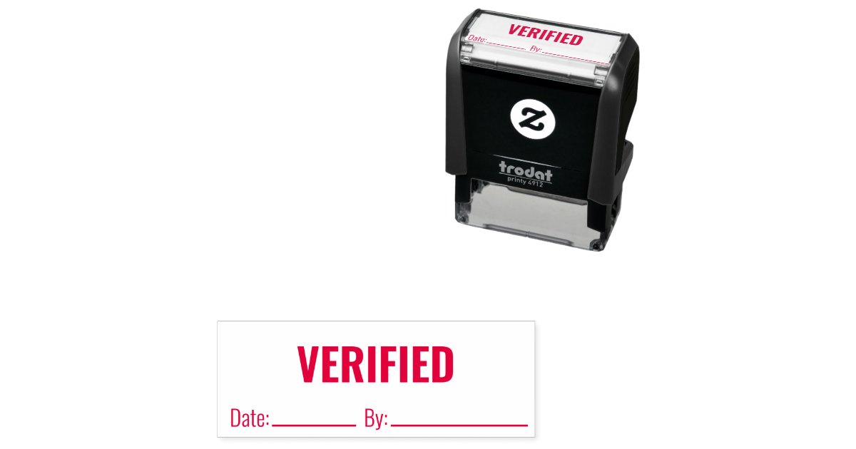 VERIFIED By and Date Line Business Text Template Self-inking Stamp | Zazzle