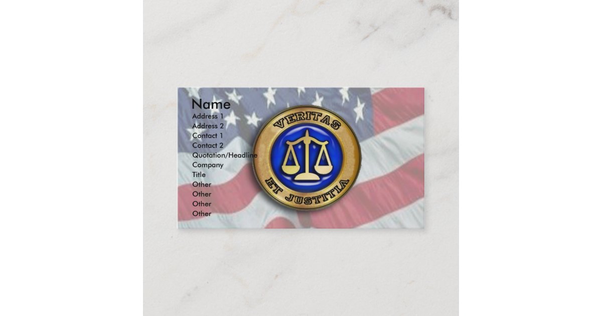 Veritas et Justitia on US FLag Business Card | Zazzle