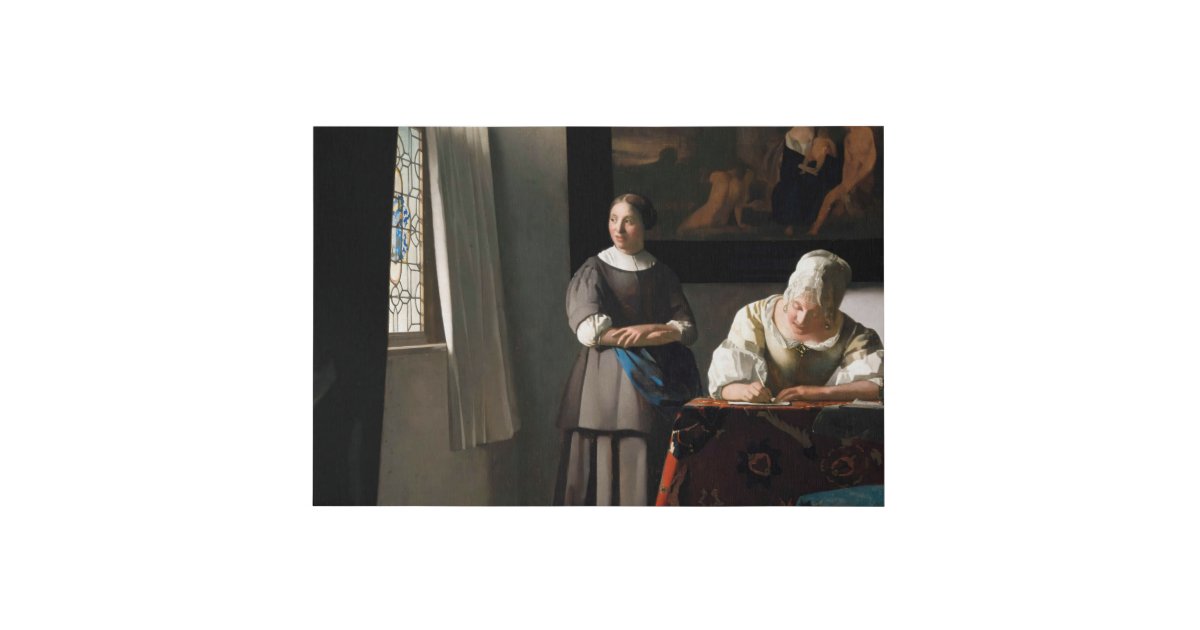 Vermeer - Lady Writing a Letter with her Maid Faux Canvas Print | Zazzle