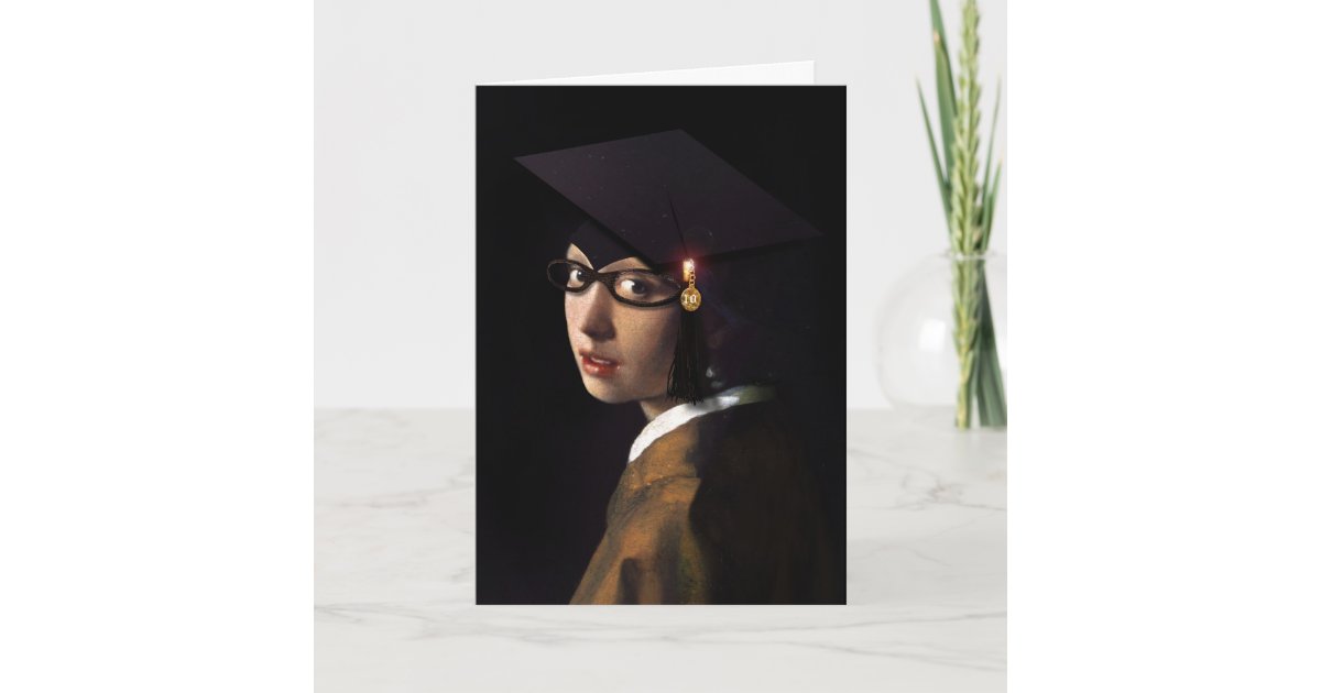 Vermeer Pearl Earring Graduation Grad Cap Card | Zazzle