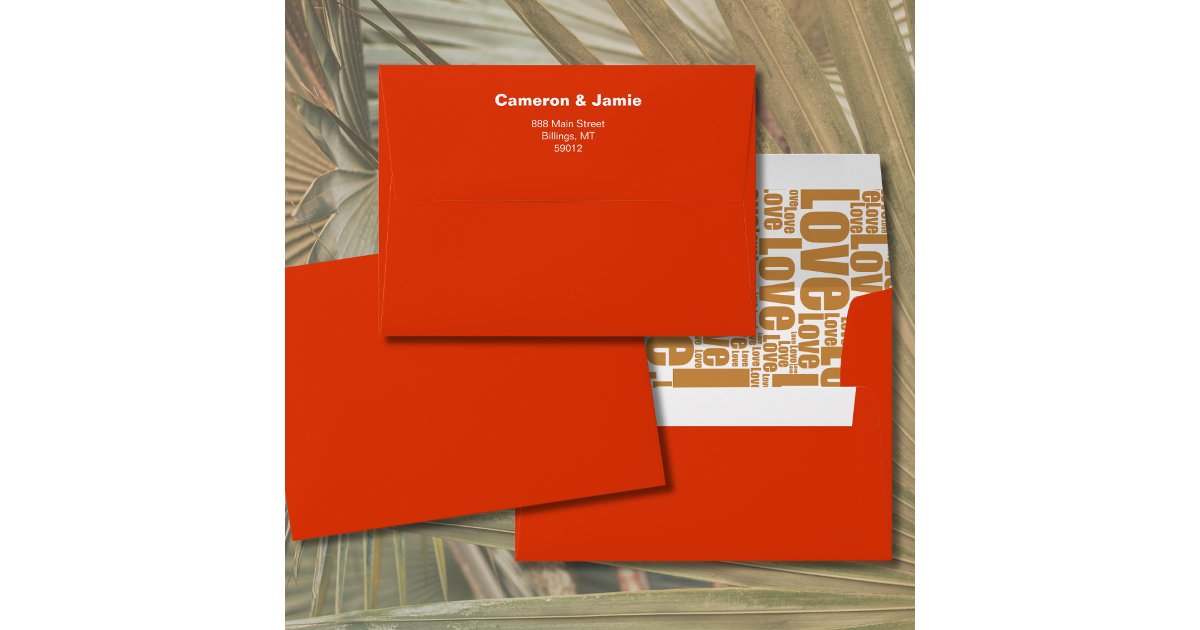 Vermilion Red & Type Pattern Wedding Invitation Envelope | Zazzle