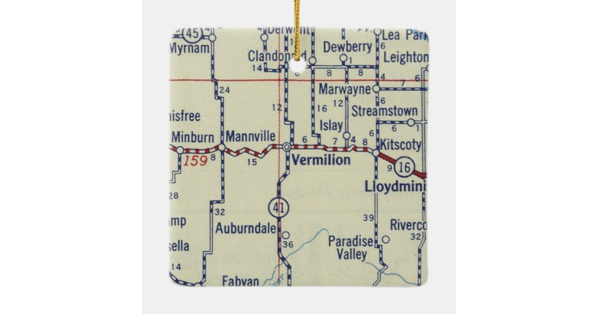 Vermillion AB Vintage Map Ceramic Ornament | Zazzle