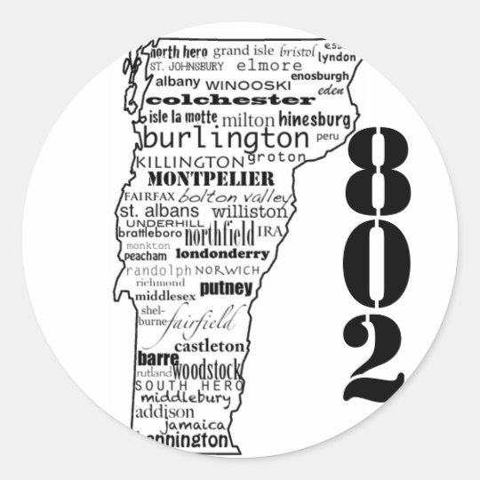 Vermont "802" stickers | Zazzle.com