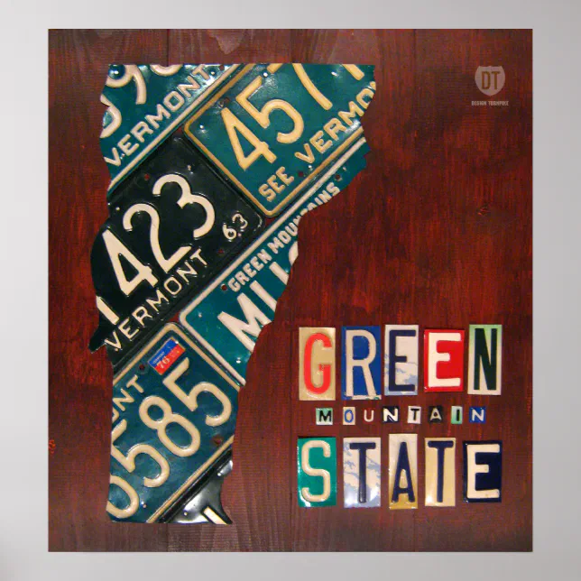 Vermont License Plate Map Print | Zazzle