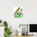 Vermont State Bird Hermit Thrush Clover Poster | Zazzle