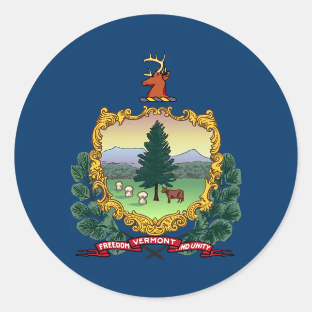 Vermont State Flag Classic Round Sticker | Zazzle