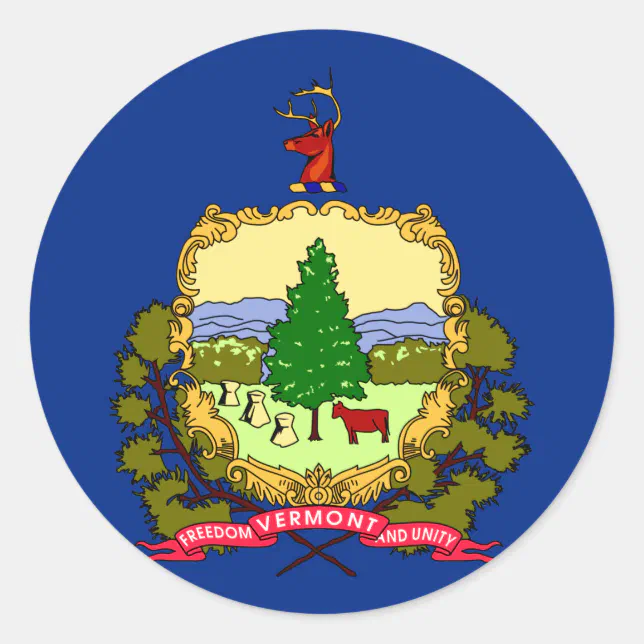 Vermont State Flag Classic Round Sticker | Zazzle