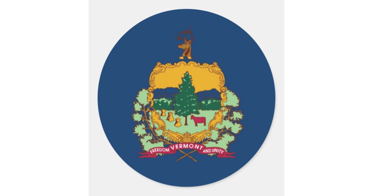 Vermont State Flag Classic Round Sticker | Zazzle
