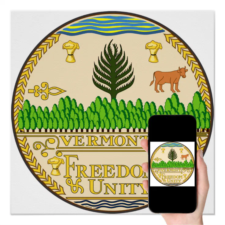 Vermont state seal america republic symbol flag us poster | Zazzle
