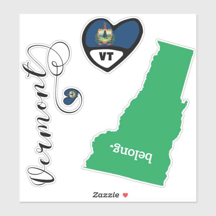 Vermont State, Sheet of Die Cut Stickers | Zazzle