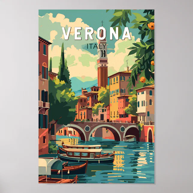 Verona Italy Travel Art Vintage Poster | Zazzle
