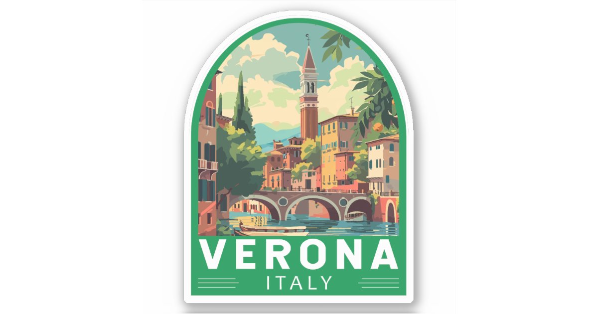 Verona Italy Travel Art Vintage Sticker | Zazzle
