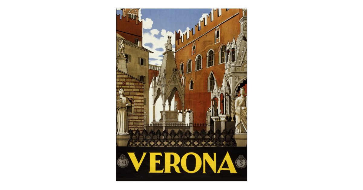 Verona, Italy Vintage style travel postcard | Zazzle.com