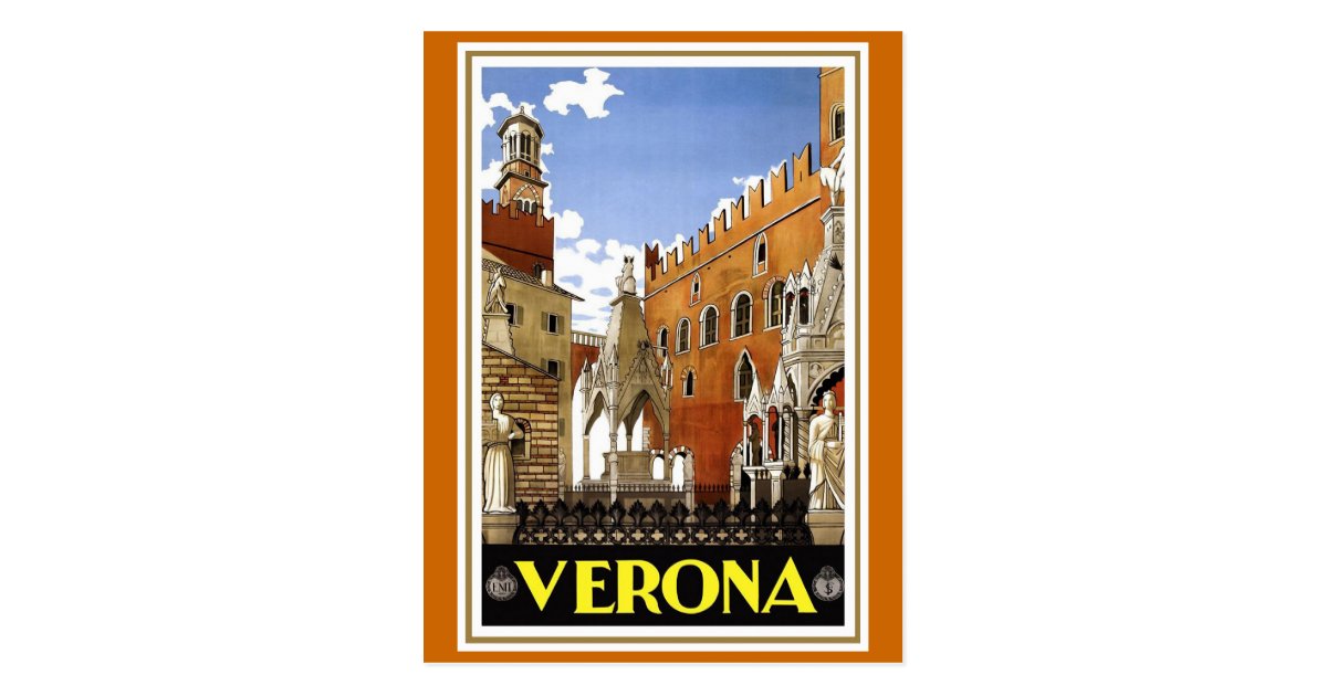 "Verona" Vintage Italian Travel Poster Postcard | Zazzle.com