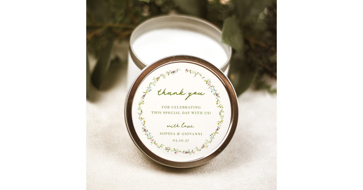 VERONA Wildflower Wreath Wedding Classic Round Sticker | Zazzle