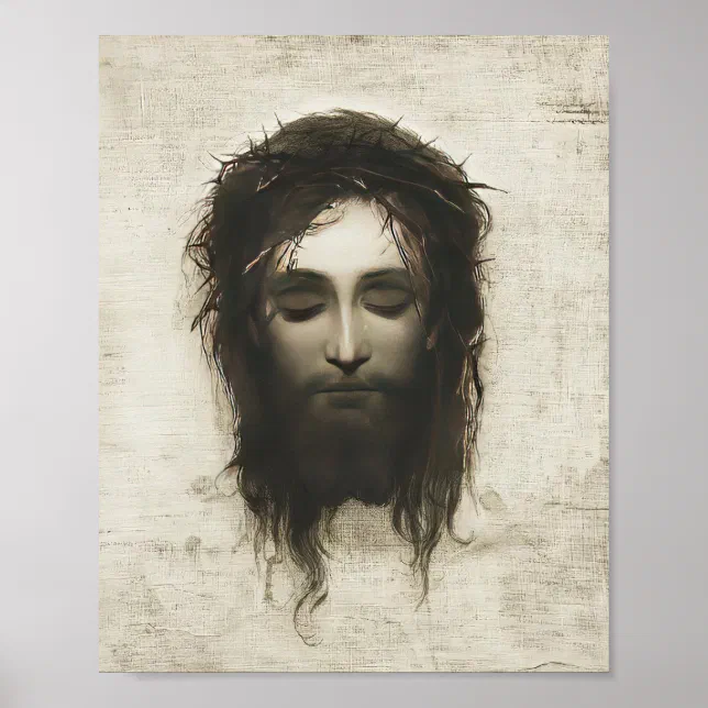 Veronica Veil Shroud Jesus Face Crown of Thorns Poster | Zazzle