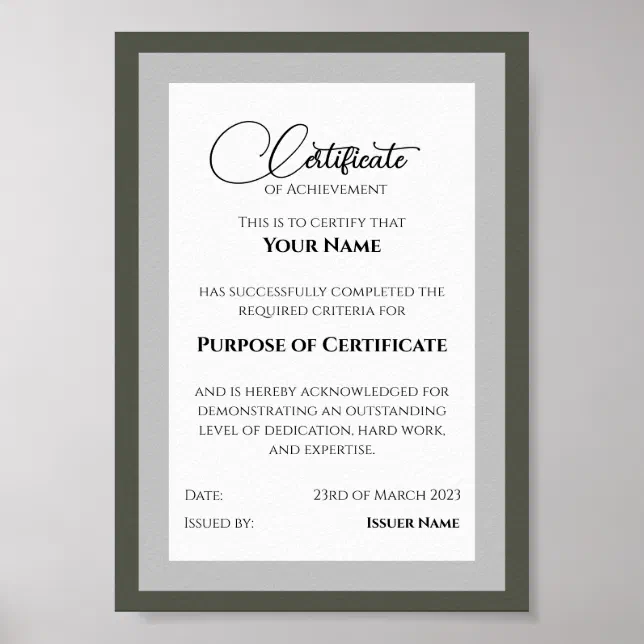 Versatile Achievement Certificate Template Poster | Zazzle