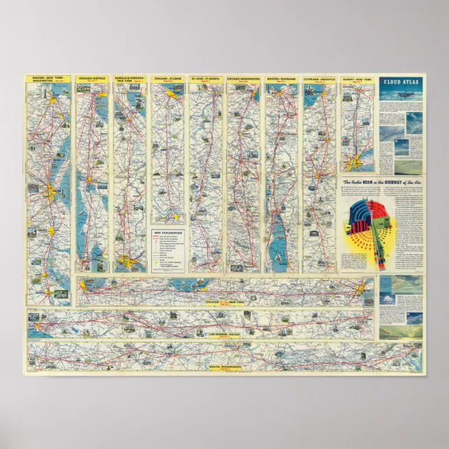 Verso American Airlines system map Poster | Zazzle