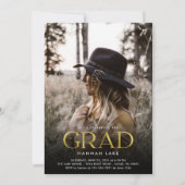 Vertical 3 Photo Gold Foil Grad Photo Graduation Invitation | Zazzle