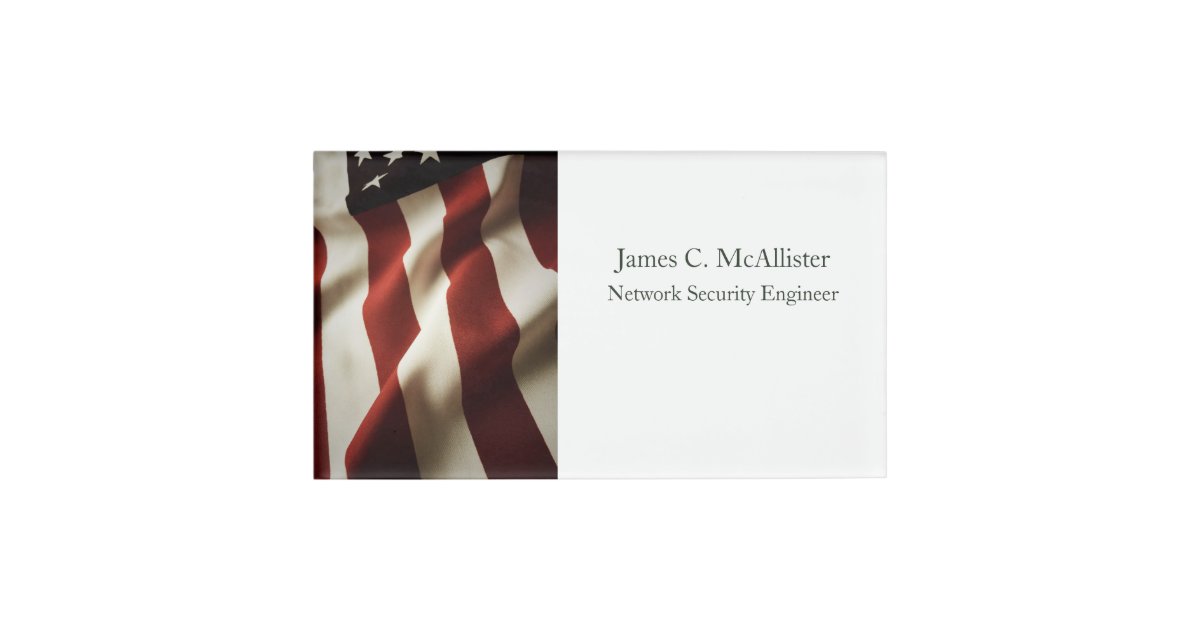 Vertical American flag Name Tag | Zazzle
