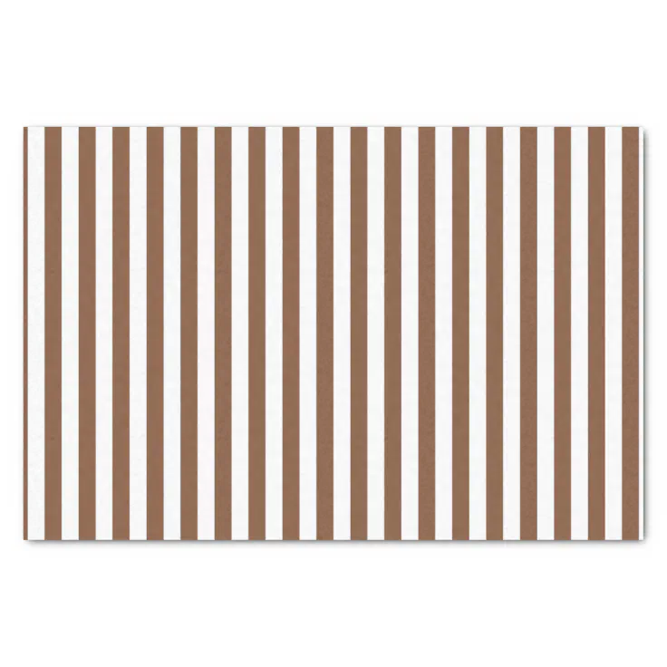 Vertical Brown and White Stripes Tissue Paper | Zazzle